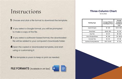 Free Three Column Chart Word Google Docs Excel Google Sheets Template Net