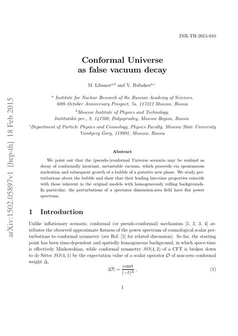 PDF Conformal Universe As False Vacuum Decay