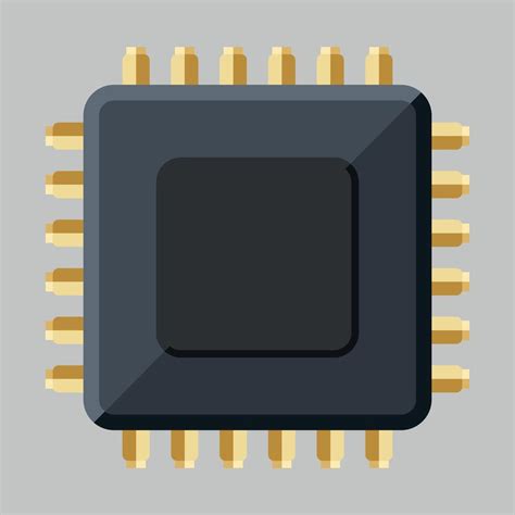 Simple Computer Chip Microprocessor Icon Top View On White Background