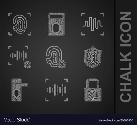 Set Rejection Fingerprint Voice Recognition Vector Image