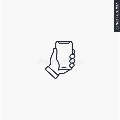 Smartphone In Hand Linear Style Sign For Mobile Concept And Web Design Stock Vector