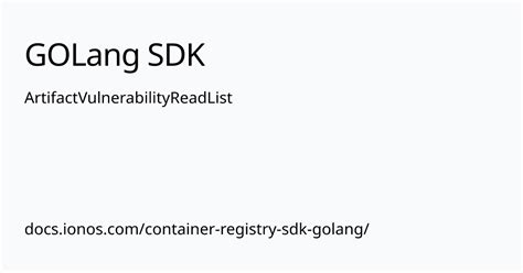 Artifactvulnerabilityreadlist Golang Sdk