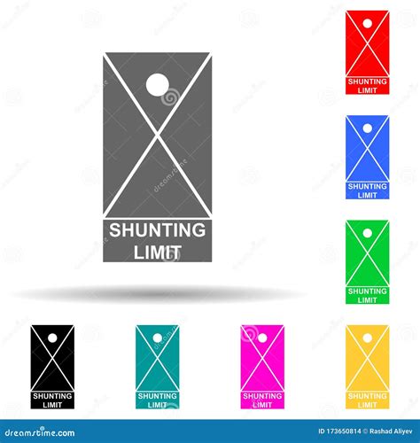Shunting Limit Multi Color Style Icon Simple Glyph Flat Vector Of Railway Warnings Icons For