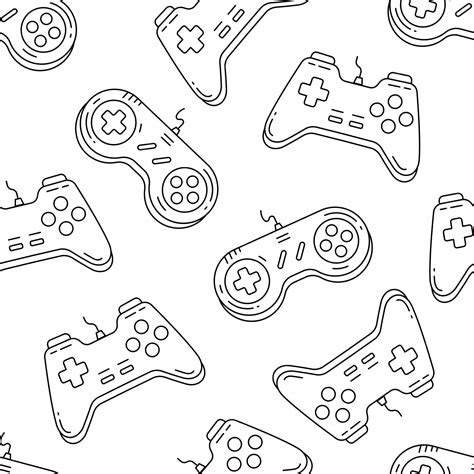Premium Vector Joystick Video Game Console Outline Doodle Seamless Pattern