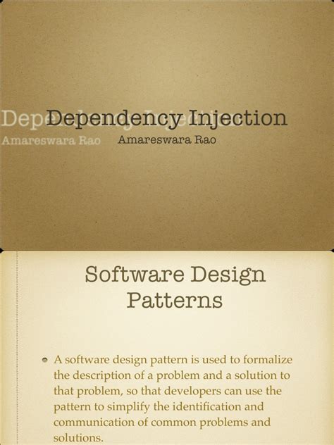 Dependency Injection Pdf Software Design Pattern Constructor
