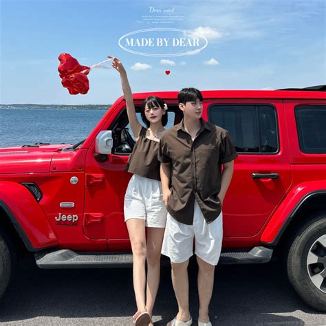 디어커플 🤎디어made🤎오늘출발 브라운 나시 블라우스 신혼여행룩 여름 휴양지 바캉스 커플 시밀러룩