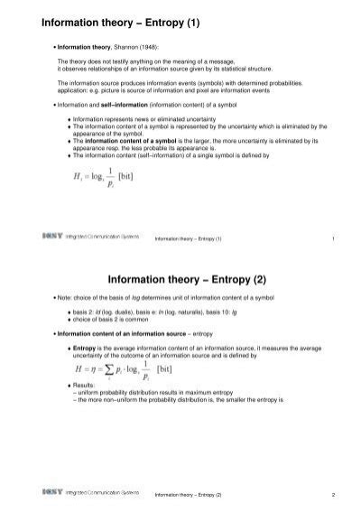 Information theory â Entropy