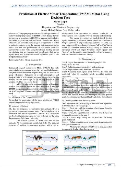 Pdf Prediction Of Electric Motor Temperature Pmsm Motor Using Decision Tree