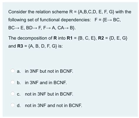 Solved Consider The Relation Scheme R Abcd E F G