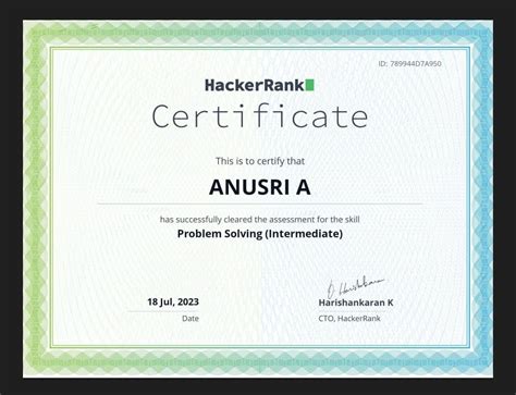 Anusri A On Linkedin Hackerrank Problemsolvingskills Coding