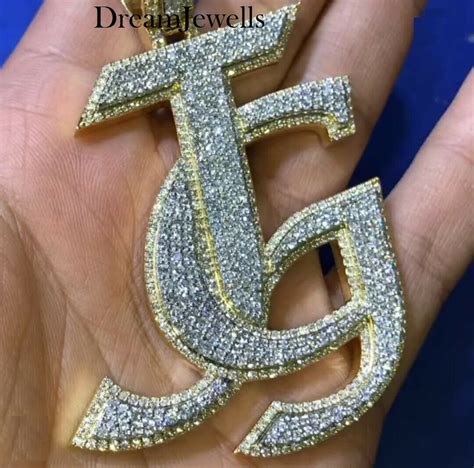 Custom Made Letter Jg Cursive Writing Pendant Cz Moissanite Etsy