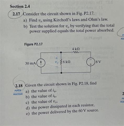 solved 2 17 consider the circuit shown in fig p2 17 a
