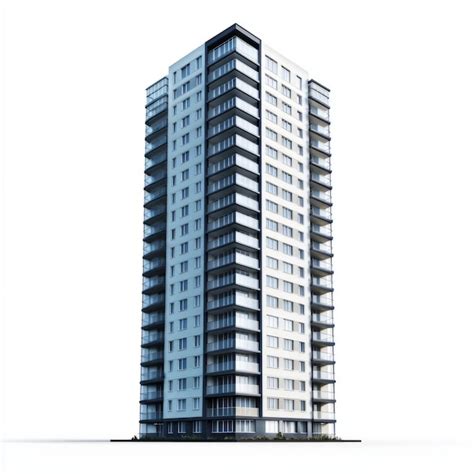 Minimalist Highrise Apartment 3d Render Photorealistic Design On White