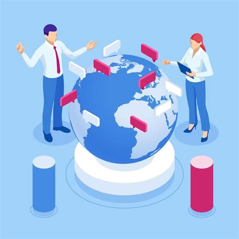 Premium Vector Isometric Global Business Of Connections And