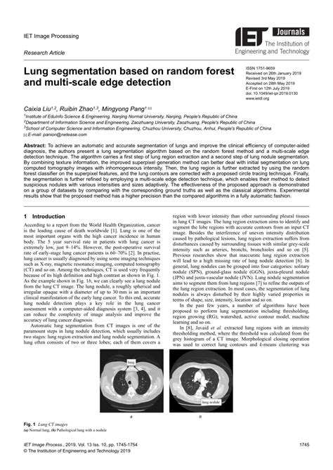 Pdf Lung Segmentation Based On Random Forest And Multi Scale Edge