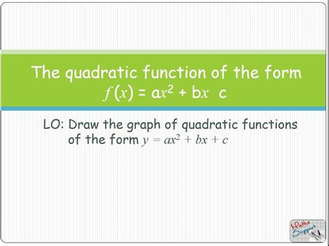 Maths IBAA The quadratic function f x ax² bx c