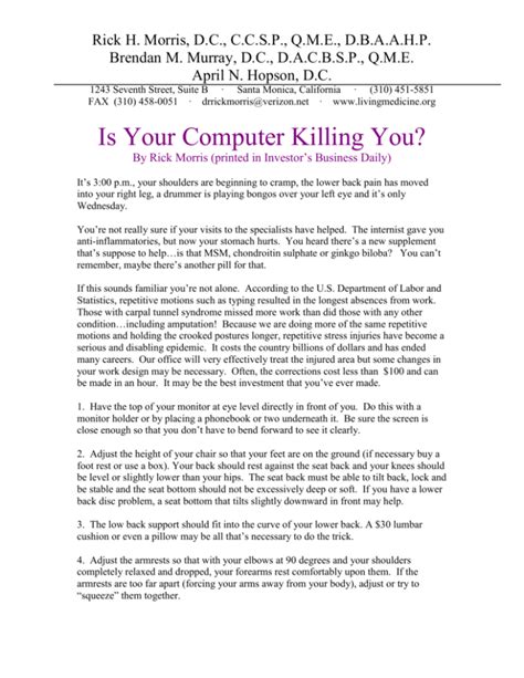 Is Your Computer Killing You