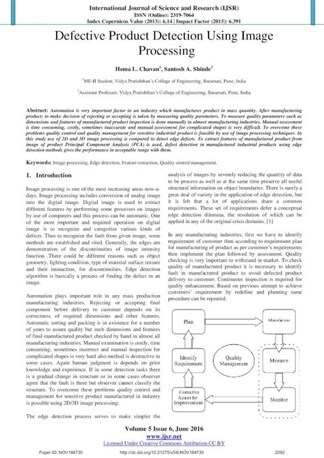 PDF Defective Product Detection Using Image Processing Image Of Product Principal Component