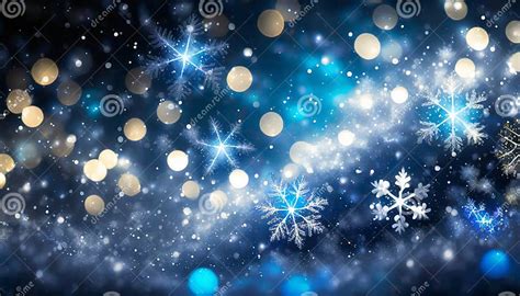 Dark Blue Background With Eyelets Glitter And Bokeh Effect Stock