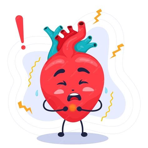 Cute Character Human Heart Attack Vector Illustration Premium Vector