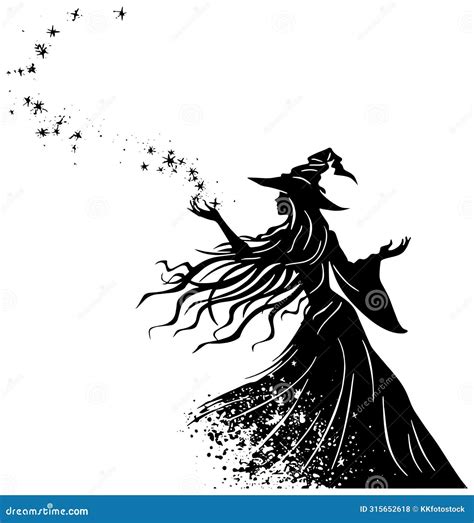 Sorceress Cast Spells Clip Art Cartoon Witch Casting Spell Stock