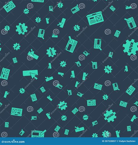 Set Ui Or Ux Design And On Seamless Pattern Vector Stock