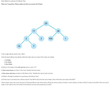 Solved Given Below Is A Picture Of A Binary Tree There Are