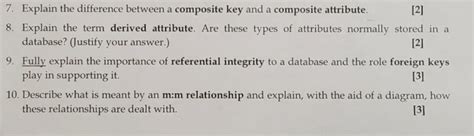 solved 8 explain the term derived attribute are these