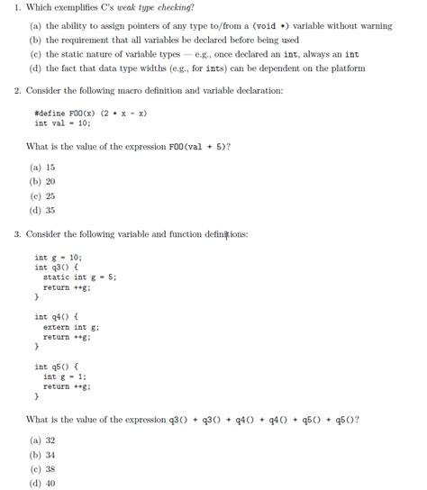solved 1 which exemplifies c s weak type checking a the
