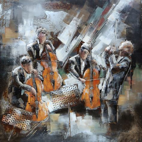 Cello Violin Quartet Classical Music 3d Wall Art Mixed Media Painting
