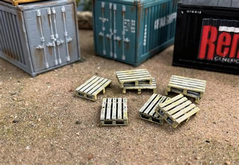 Shipping Container 40 Ft And Pallets 5 Sets May 40 Miniatures