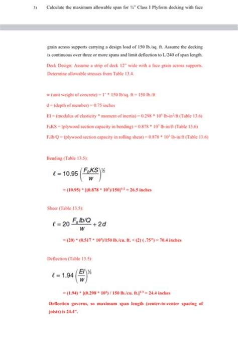 3 Calculate The Maximum Allowable Span For 2 Class