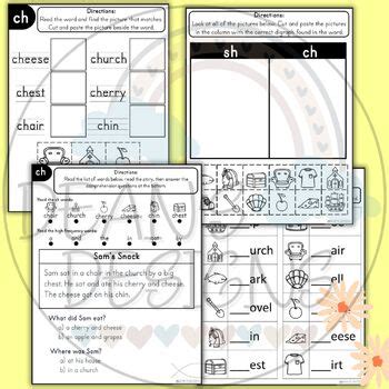 Digraph Worksheets Ch Freebie Activities Cut Paste Decodable Readers