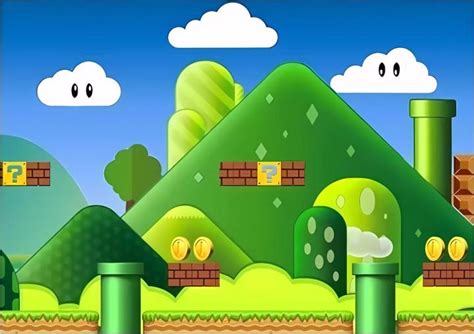7x5ft Super Mario Photography Background For Green Mario Theme Party Decoration Banner Backdrop