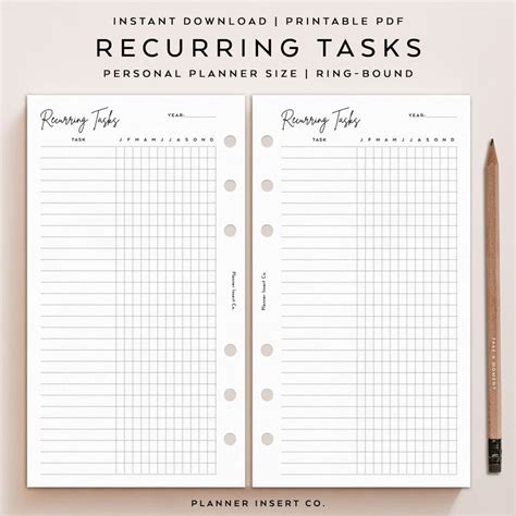 Recurring Task Tracking Etsy