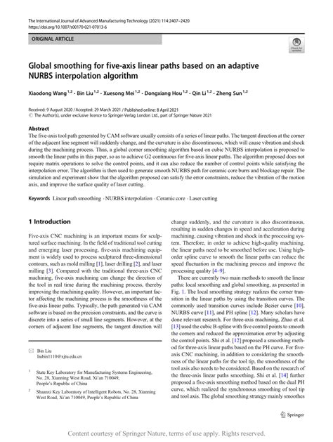 global smoothing for five axis linear paths based on an adaptive nurbs