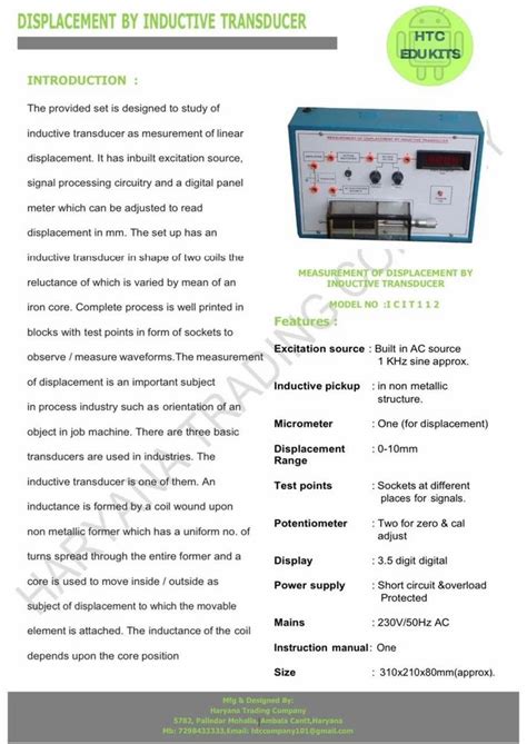Inductive Displacement Transducer At Rs 6500piece Displacement