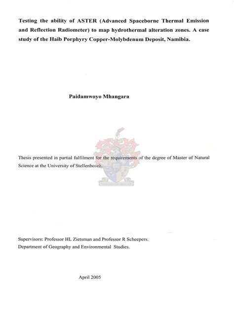 Crosta Hydrothermal Alteration Zones Pdf Remote Sensing Infrared