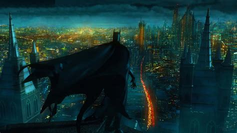 Download Explore The Bustling Metropolis Of Batman City Wallpaper