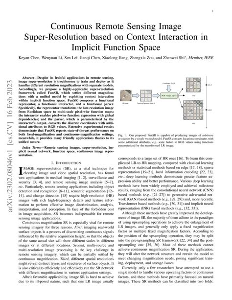 Continuous Remote Sensing Image Super Resolution Based On Context