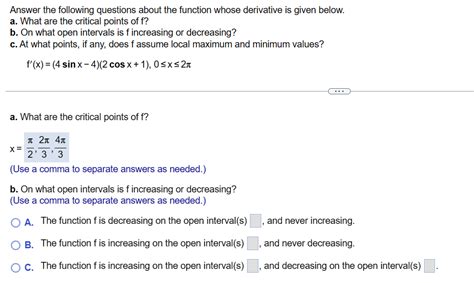 Solved Answer The Following Questions About The Function Chegg