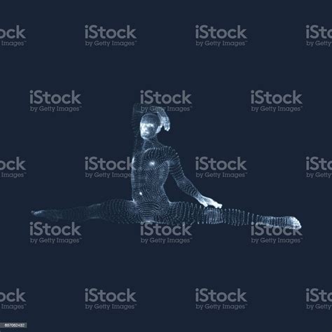 체조 선수 이다입니다 운동 남자는 분할에 앉아 손 연습을 하 고 입자에 대한 스톡 벡터 아트 및 기타 이미지 입자 전신