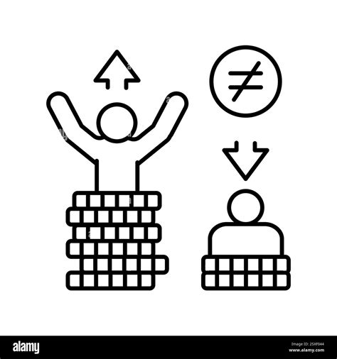 Economic Inequality Black Line Icon Vector Isolated Element Editable Stroke Stock Vector Image