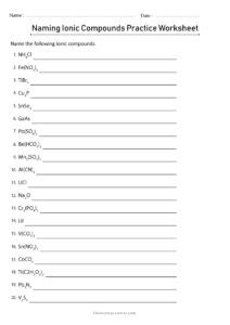 Free Printable Naming Ionic Compounds Worksheets
