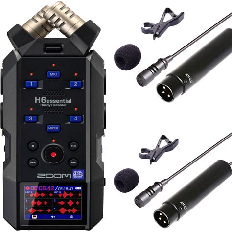 Zoom H6essential 6 Track 32 Bit Float Portable Audio Recorder Wired Xlr Lavalier Microphone Xm