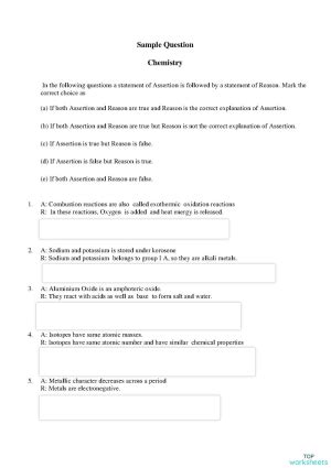 Assertion Reason Questions Interactive Worksheet TopWorksheets