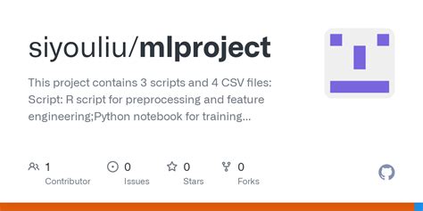 Github Siyouliu Mlproject This Project Contains Scripts And Csv Files Script R Script