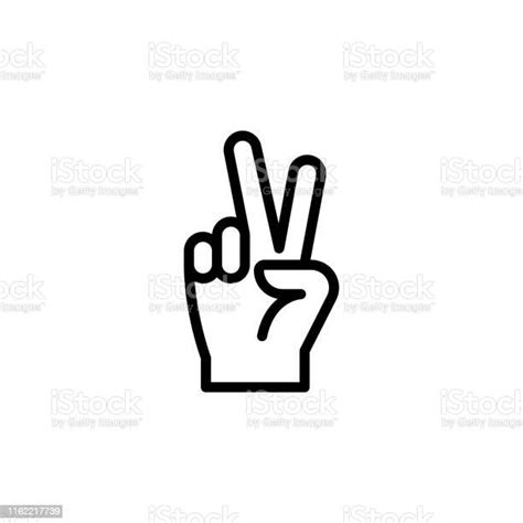 평화 손 제스처 개요 아이콘입니다 손 제스처 그림 아이콘의 요소입니다 기호는 웹 로고 모바일 앱 Ui Ux에 사용할 수 있습니다 손가락에 대한 스톡 벡터 아트 및 기타