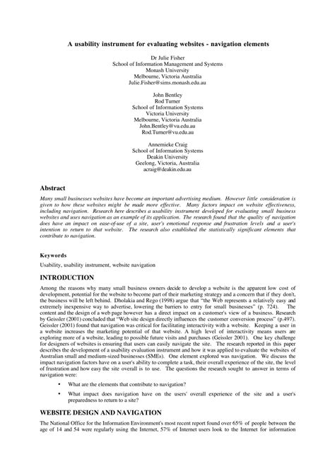 Pdf A Usability Instrument For Evaluating Websites Navigation Elements