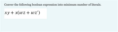 solved conver the following boolean expression into minimum